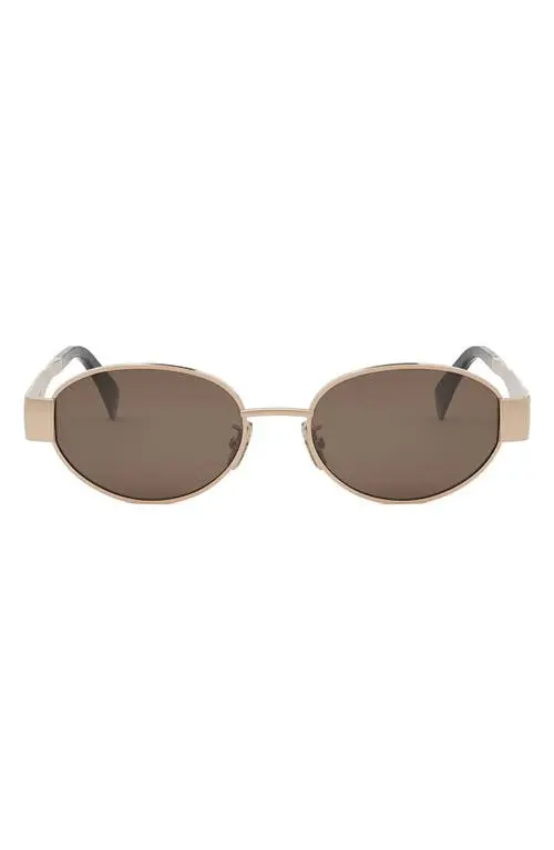 Celine Triomphe 54mm Oval Sunglasses - Shiny Rose Gold / Brown