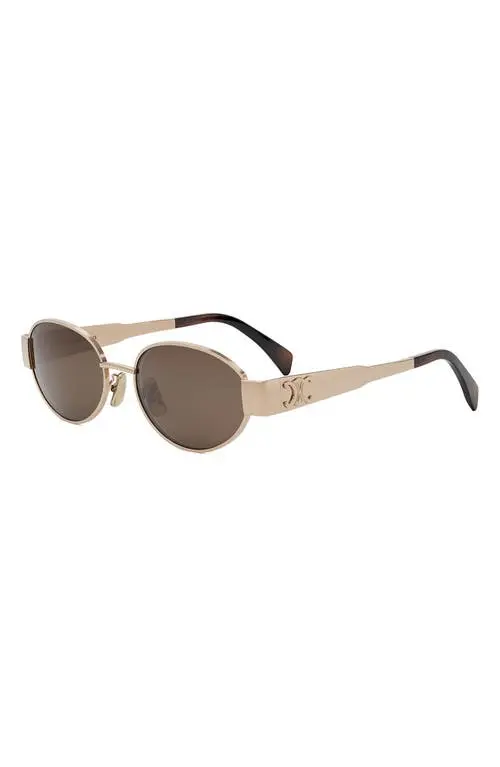 Celine Triomphe 54mm Oval Sunglasses - Shiny Rose Gold / Brown