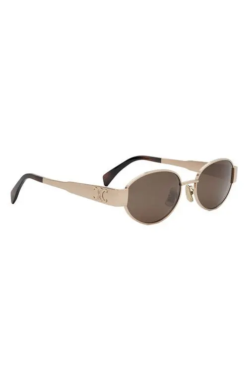 Celine Triomphe 54mm Oval Sunglasses - Shiny Rose Gold / Brown