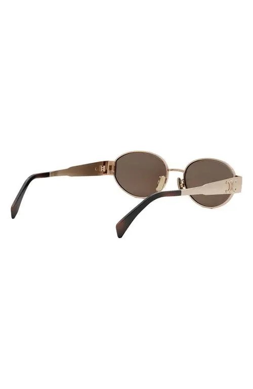 Celine Triomphe 54mm Oval Sunglasses - Shiny Rose Gold / Brown