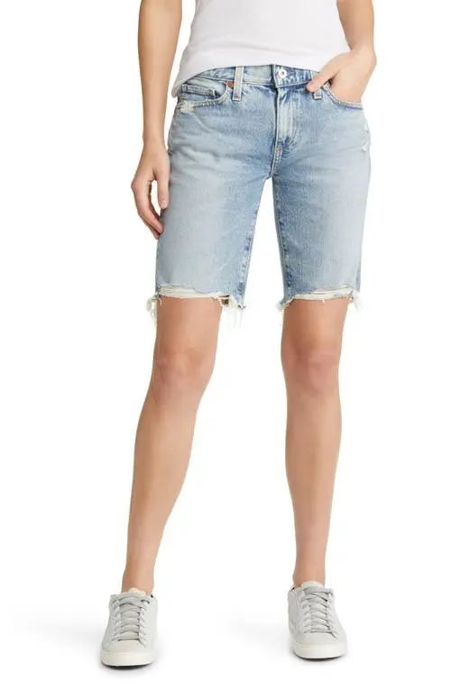 Ag Nikki Ripped Denim Bermuda Shorts