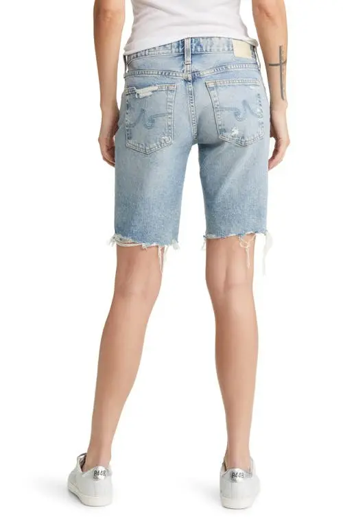Ag Nikki Ripped Denim Bermuda Shorts