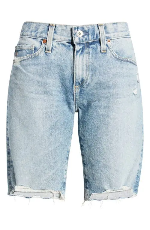 Ag Nikki Ripped Denim Bermuda Shorts