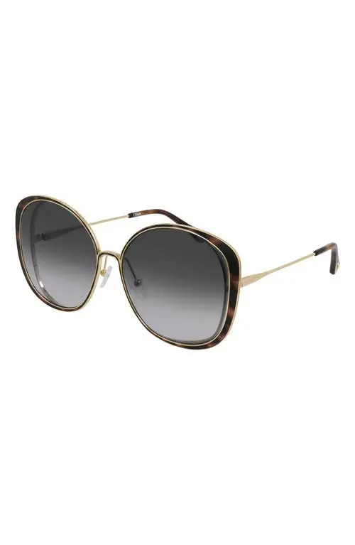 Chloé 63mm Gradient Oversize Round Sunglasses - Gold/grey Gradient