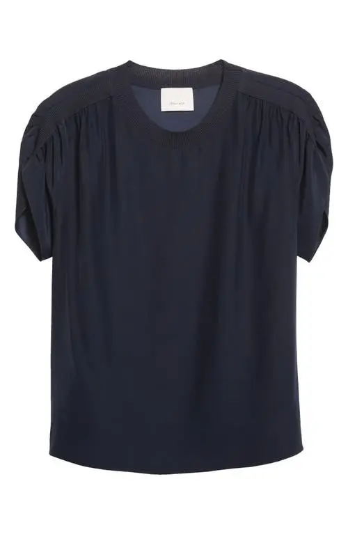Cinq À Sept Lorainne Ruched Dolman Sleeve Silk Top - Navy