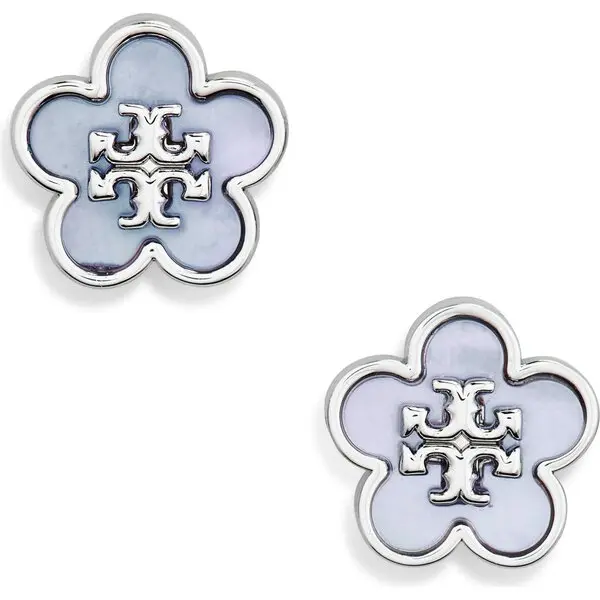 Tory Burch Forget Me Not Enamel Stud Earrings - Silver/purple