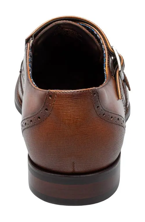 STACY ADAMS Karson Wingtip Double Monk Strap Shoe - Cognac