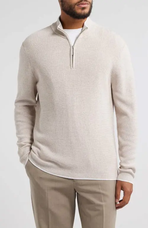 JACK VICTOR Daulac Quarter Zip Pullover - Sand