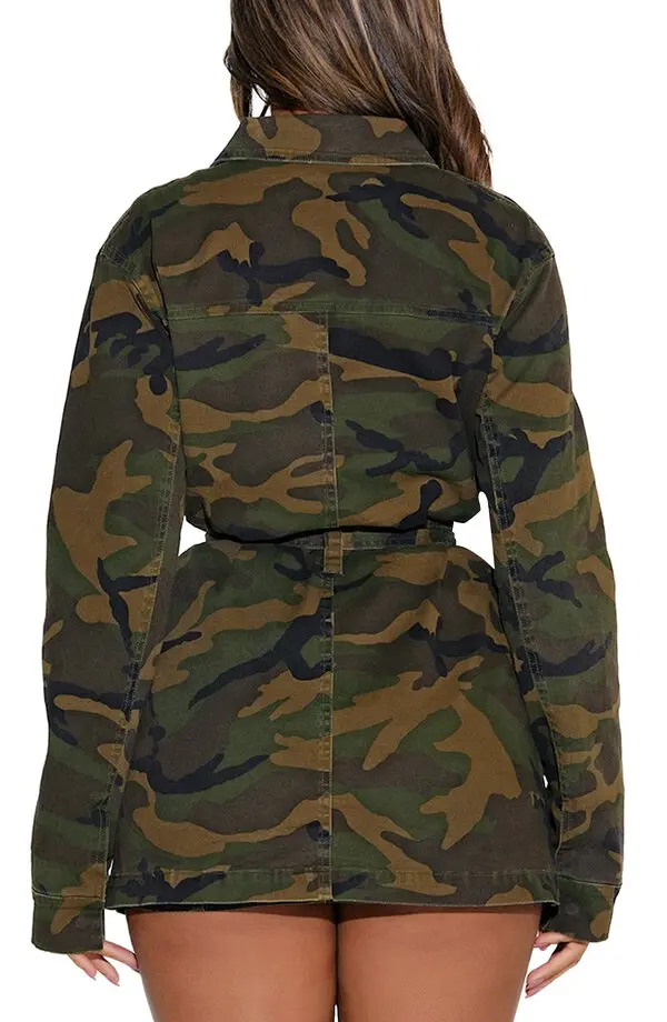 Naked Wardrobe Camo Print Oversize Belted Cargo Jacket