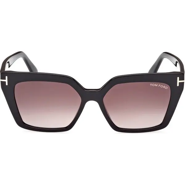 TOM FORD Winona 53mm Cat Eye Sunglasses - Shiny Black/gradient Rose