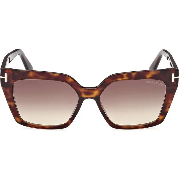 TOM FORD Winona 53mm Cat Eye Sunglasses - Shiny Havana / Gradient Brown