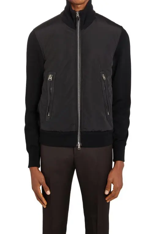 TOM FORD Mixed-media Zip Sweater