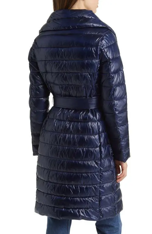 Via Spiga Asymmetrical Zip Front Puffer - Navy