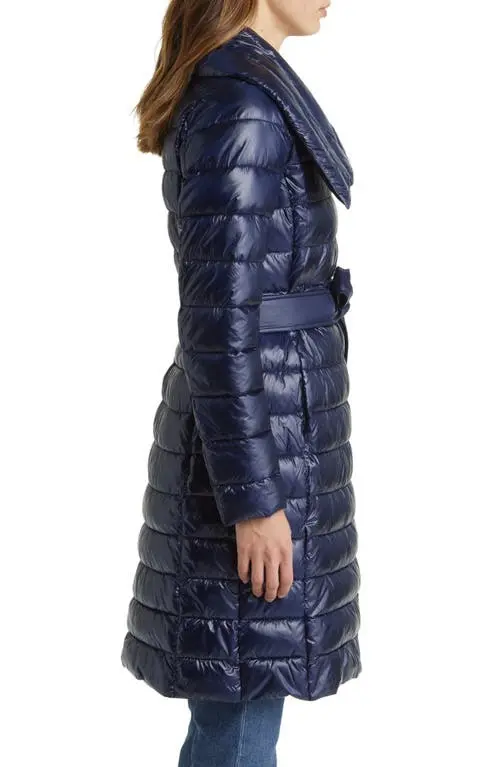 Via Spiga Asymmetrical Zip Front Puffer - Navy