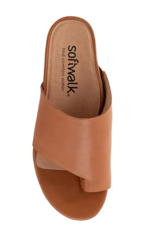 Softwalk Corsica Leather Slide Sandal - Luggage