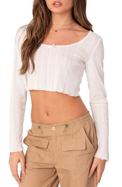 EDIKTED Pointelle Knit Crop Top