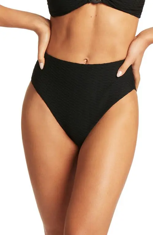 SEA LEVEL Retro High Waist Bikini Bottom - Black
