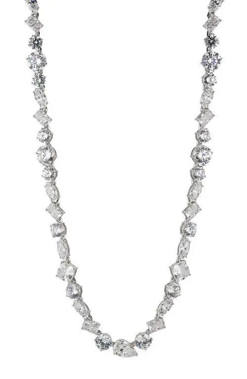 Nadri Cubic Zirconia Choker Necklace - Rhodium