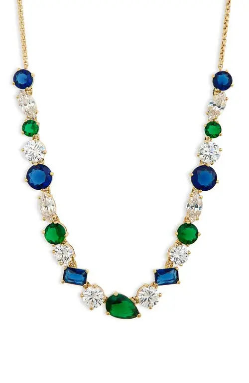 Nadri Cubic Zirconia Frontal Necklace - Gold With Sapphire