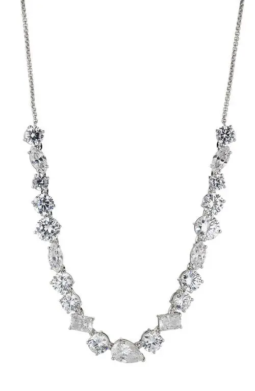 Nadri Cubic Zirconia Frontal Necklace - Rhodium