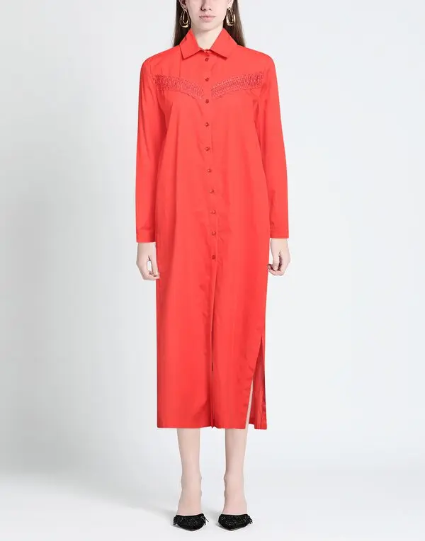 Patrizia Pepe Cotton Midi Shirt Dress With Lace
