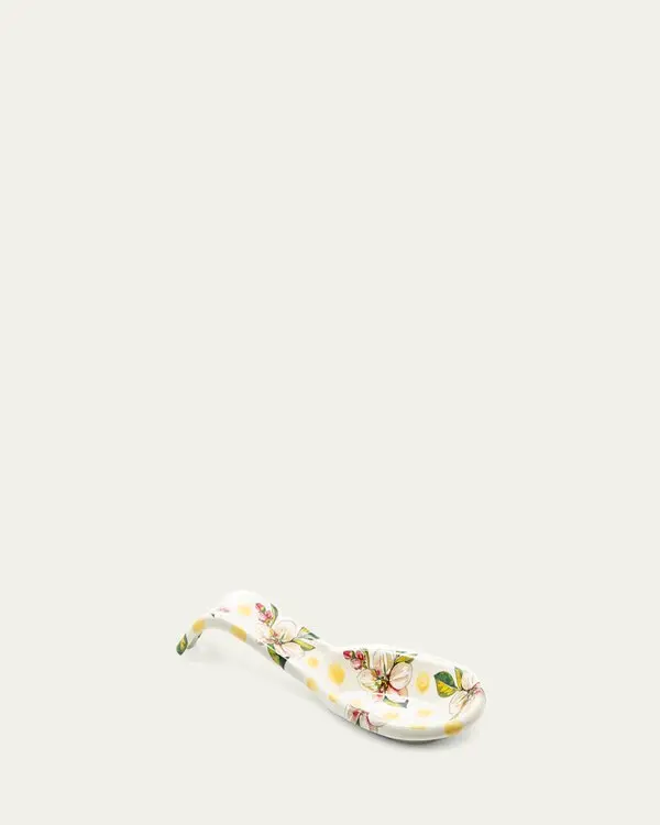 MACKENZIE-CHILDS Wildflowers Yellow Enamel Spoon Rest