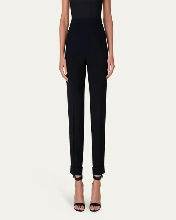 Akris Chris Pleated Straight-leg Pants - Black