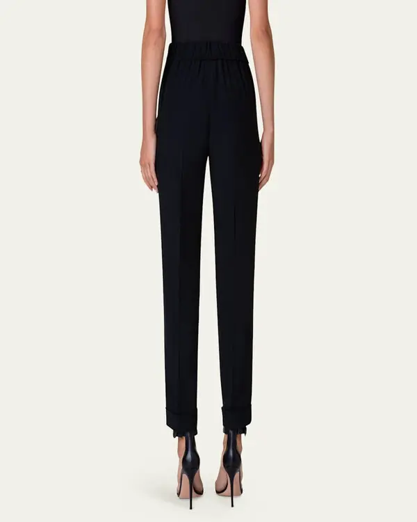 Akris Chris Pleated Straight-leg Pants - Black