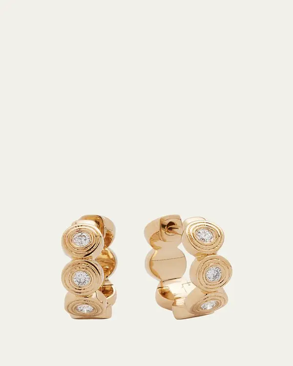 SYDNEY EVAN 14k Yellow Fluted Huggie Earrings With Diamonds - Gold