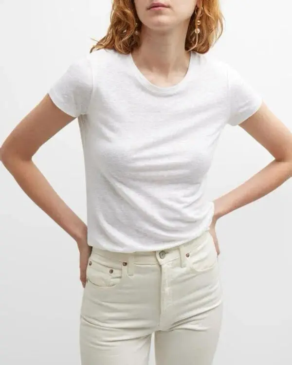 Majestic Filatures Stretch Linen Crewneck Tee - Blanc