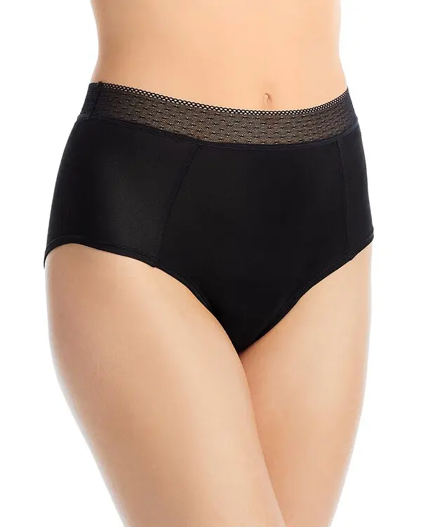 Uwila Warrior Silk High Waisted Lace Trim Briefs - Tap Shoe Black