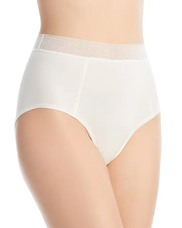 Uwila Warrior Silk High Waisted Lace Trim Briefs - Winter White