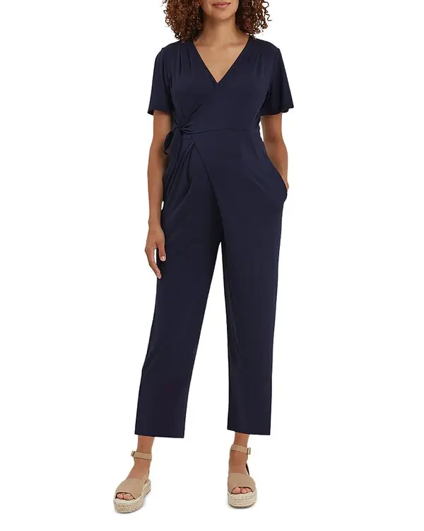 NOM MATERNITY Lucia Jersey Maternity Jumpsuit - Navy