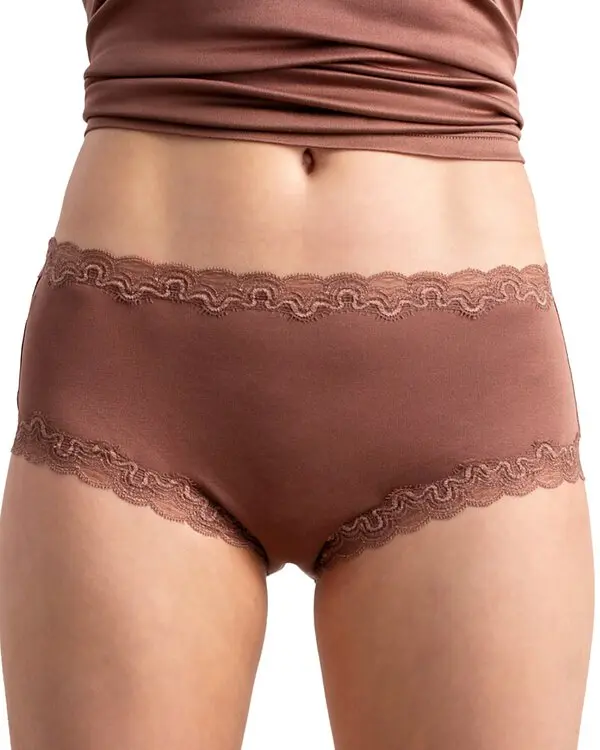 Uwila Warrior Silk Lace Trim Briefs - Brown