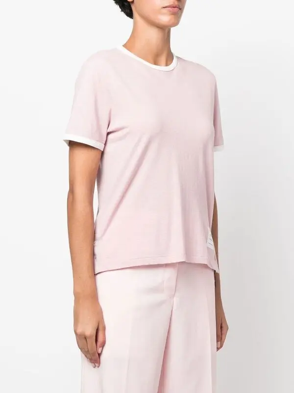 Thom Browne Contrast-trim T-shirt - Pink