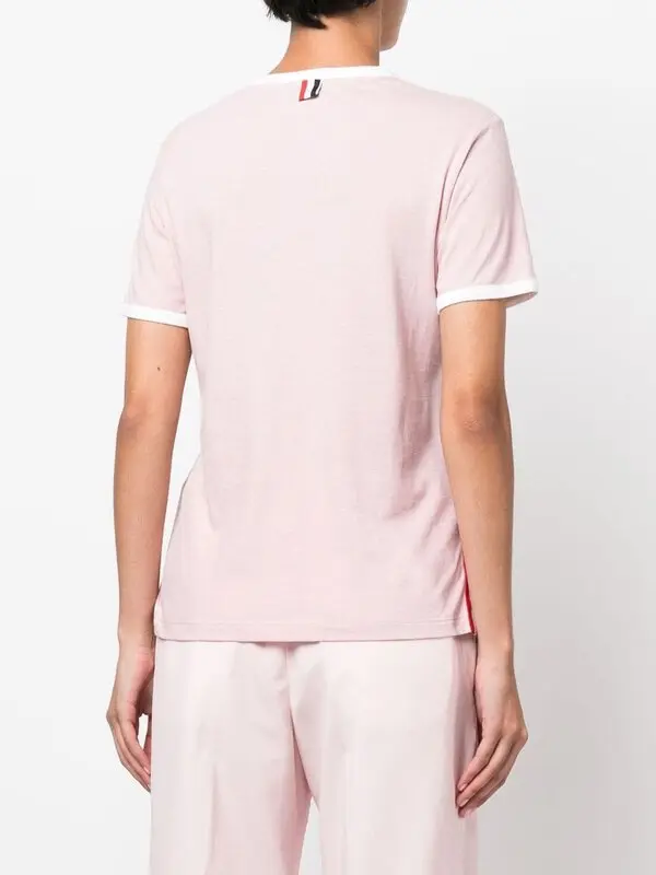 Thom Browne Contrast-trim T-shirt - Pink