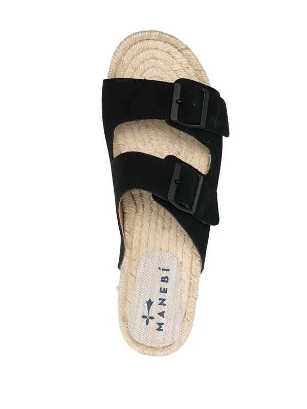 Manebí Buckled Espadrille Sandals - Black