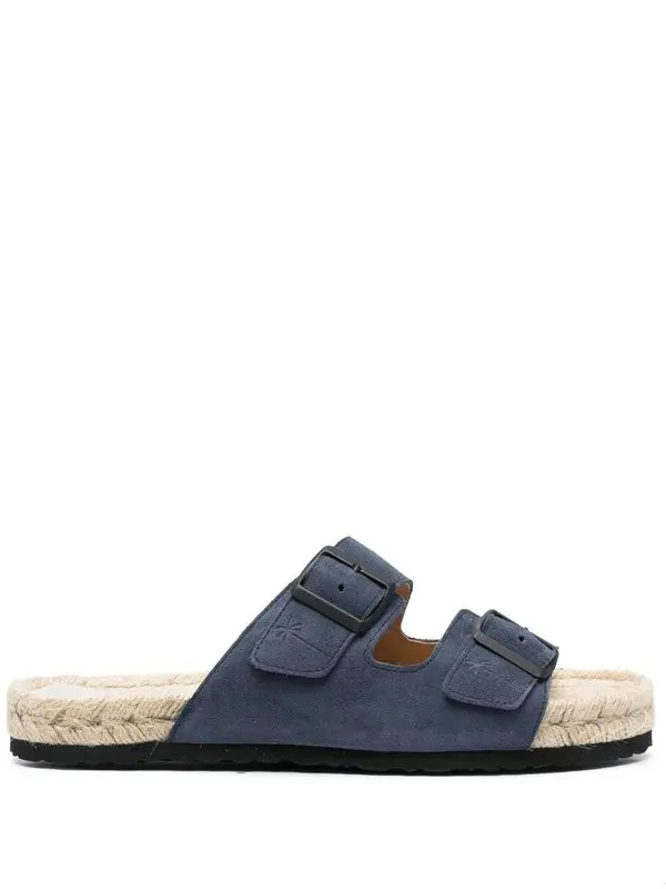 Manebí Buckle-strap Suede Espadrille Sandals - Blue
