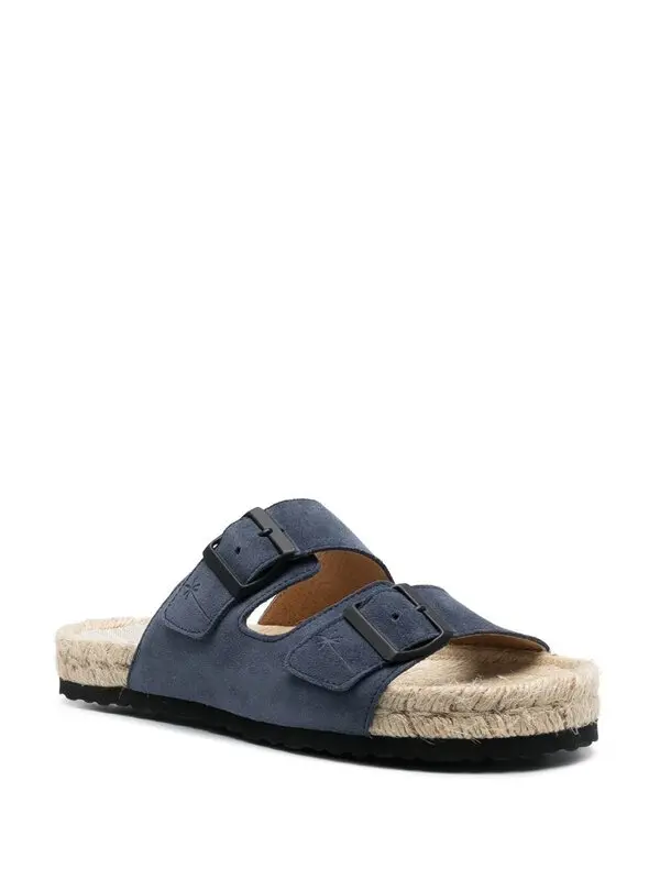 Manebí Buckle-strap Suede Espadrille Sandals - Blue