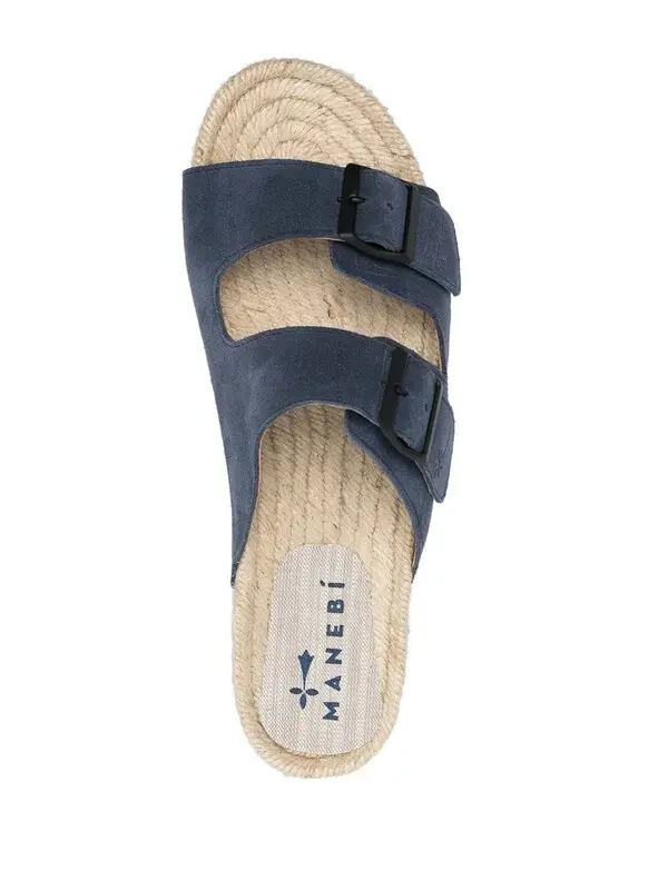 Manebí Buckle-strap Suede Espadrille Sandals - Blue