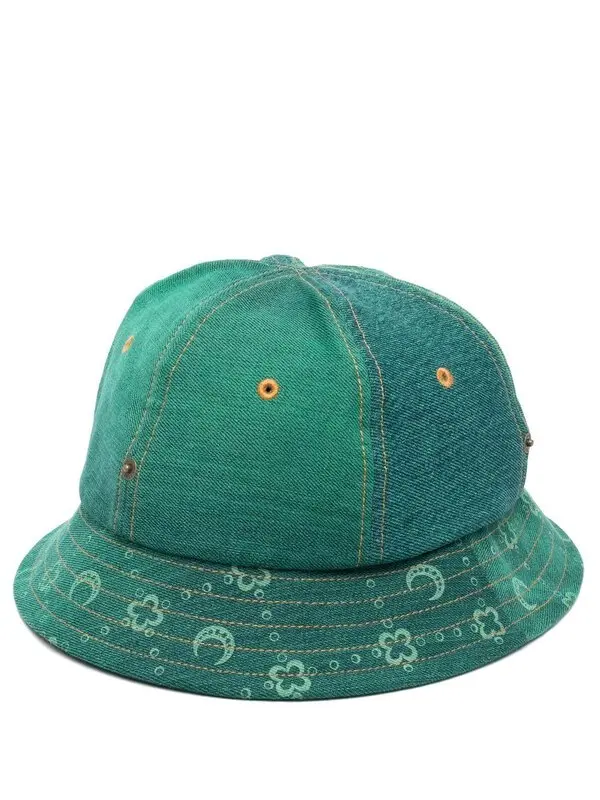 MARINE SERRE Moonogram Denim Bell Hat - Green