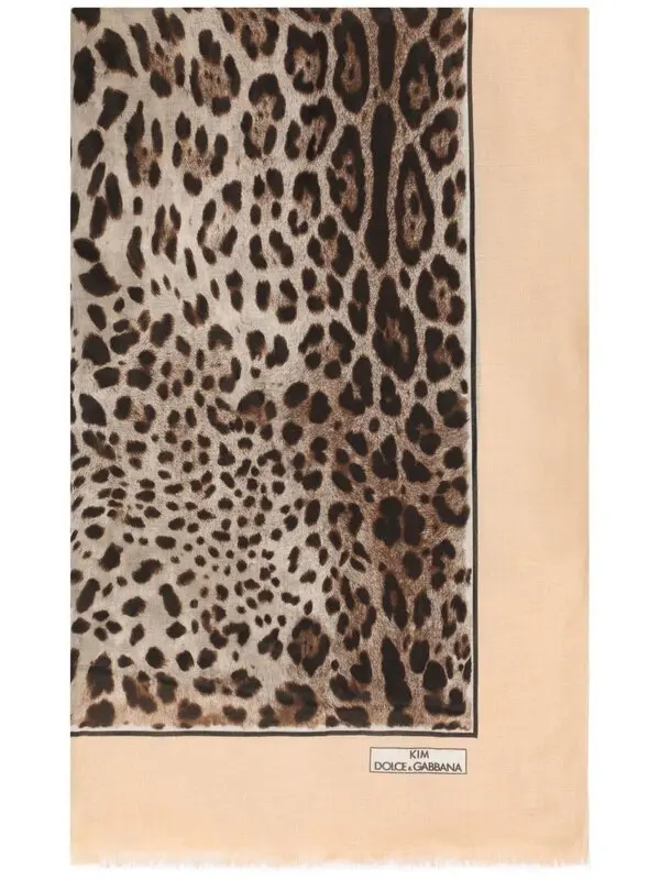 Dolce & Gabbana Kim Leopard-print Cashmere-blend Scarf - Neutrals