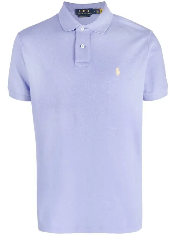 Polo Ralph Lauren Embroidered-logo Short-sleeved Polo Shirt - Blue