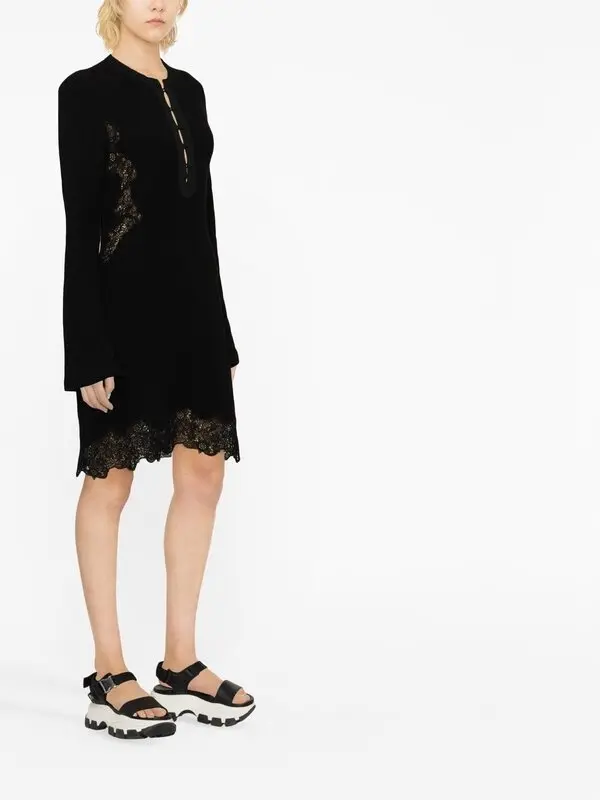Chloé Lace-panel Knitted Mini Dress