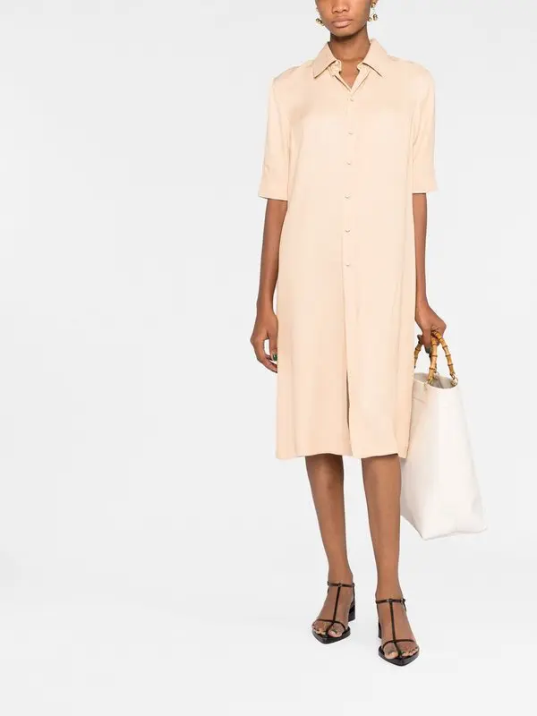 JIL SANDER Short-sleeve Midi Shirt Dress - Neutrals