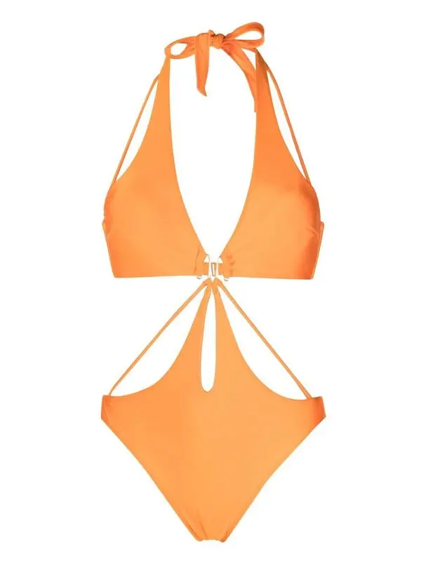 Cult Gaia Cut-out Halterneck Swimsuit - Orange