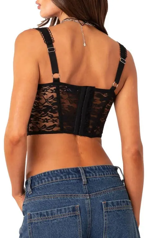EDIKTED Davina Lace Corset Crop Top