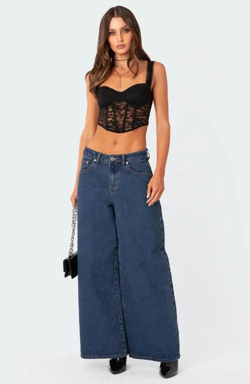 EDIKTED Davina Lace Corset Crop Top