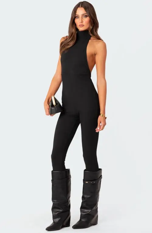EDIKTED Aero Open Back Halter Jumpsuit