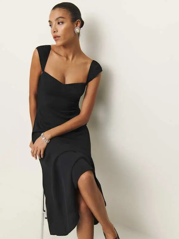 REFORMATION Bryson Midi Dress - Black